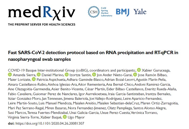 The interinstitutional group of researchers published the fast SARS-CoV-2 detection protocol ...